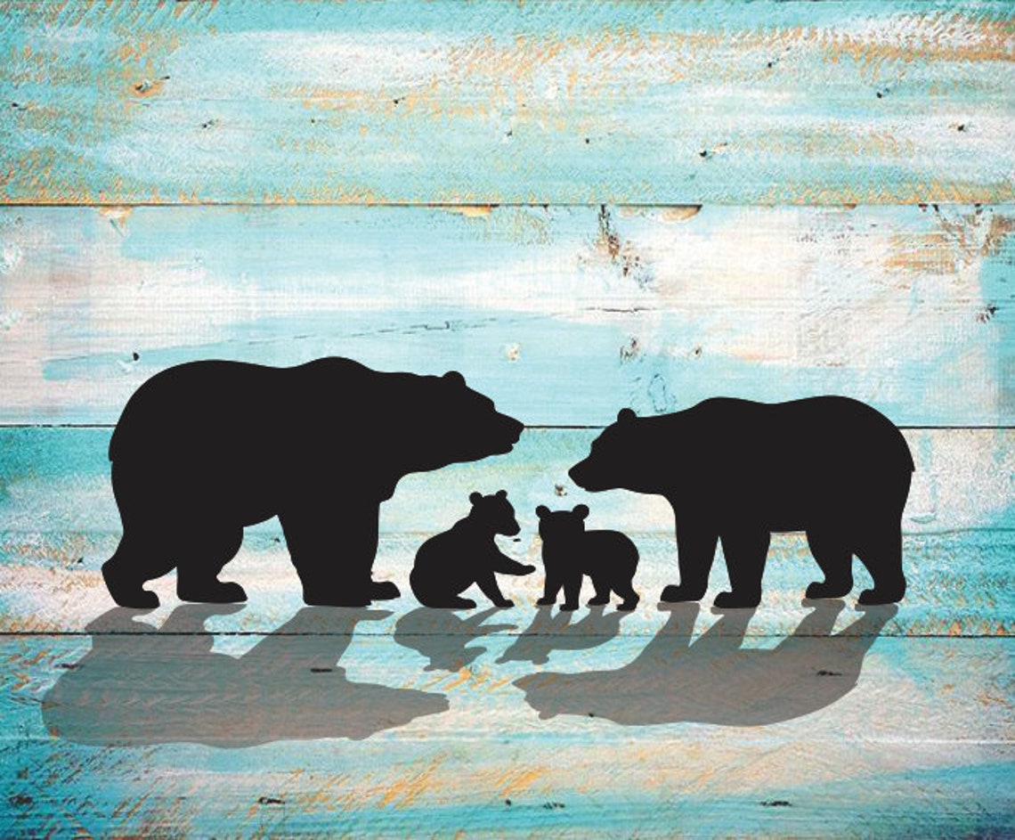 Mama Bear Papa Bear SVG Bear Two Cubs Silhouette SVG Clipart | Etsy