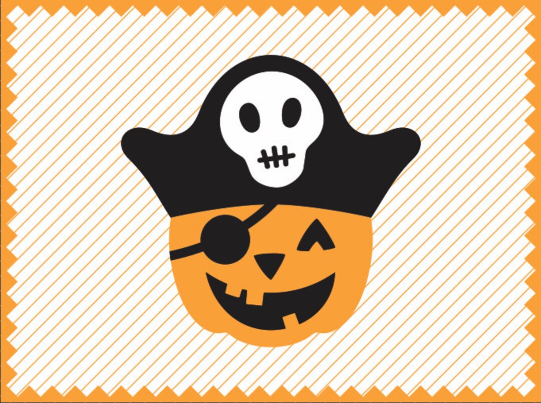 Pirate Pumpkin Design Clipart, Halloween Crafts, Cute Pirate SVG File ...