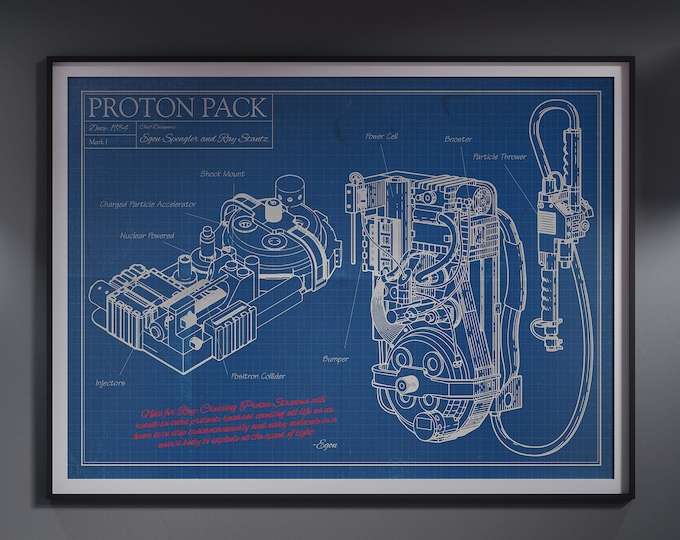 Ghostbusters Inspired Proton Pack Blueprint A4 A3 A2 A1 Art Print - Etsy