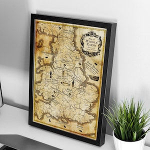 Vintage Tolkien Style Map of Middle Earth With Real World Inspired ...
