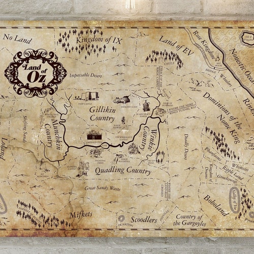 Wonderful Wizard of Oz L. Frank Baum Vintage Style Map of Oz - Etsy