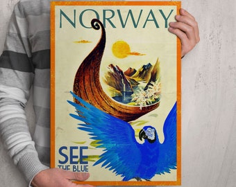 Blue Parrot Poster - Etsy