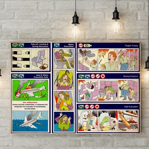 Fight Club Inspired - Airplane Safety Card - Movie Prop Replica A4 A3 ...