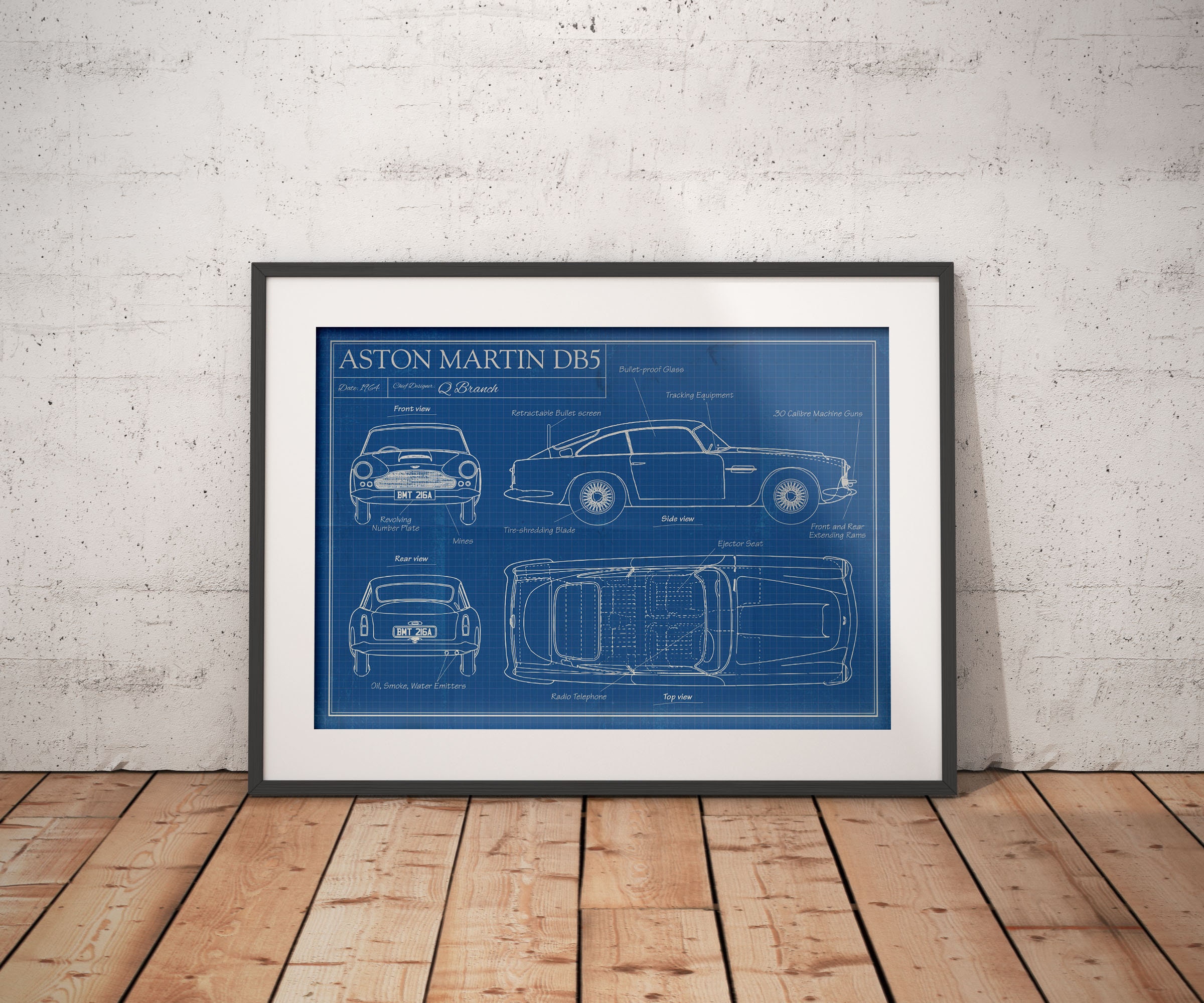 James Bond 007 Inspired Aston Martin Q Branch DB5 Blueprint | Etsy