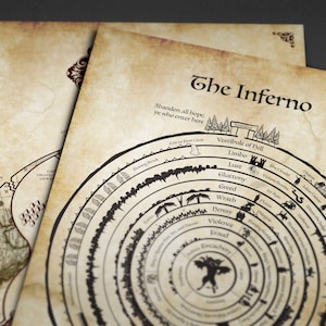 Dante's Inferno Map Art Print: Vintage Style Map of Hell - Etsy