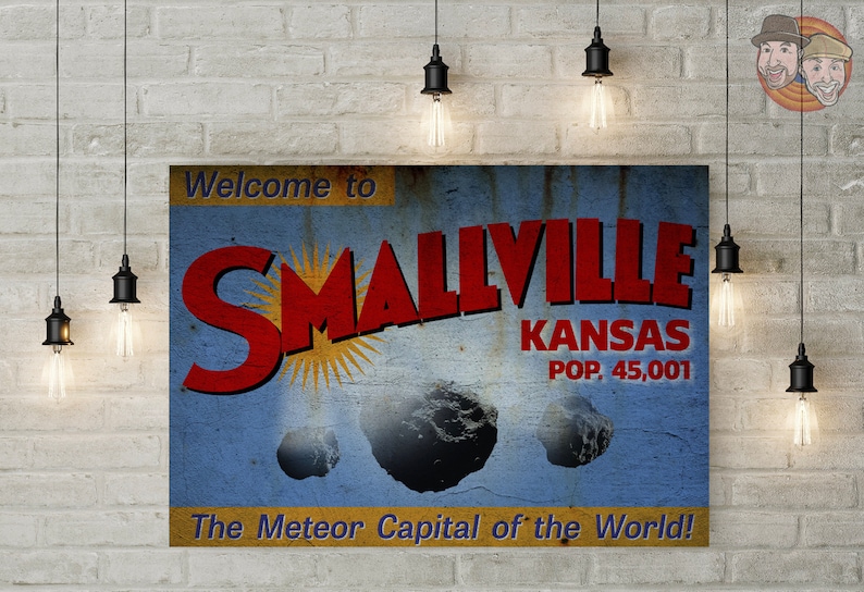Smallville Kansas Art Print - Meteor Capital Town Sign - Etsy