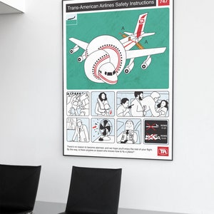 Airplane! Inspired Trans America Airlines Safety Instructions Prop A4 ...