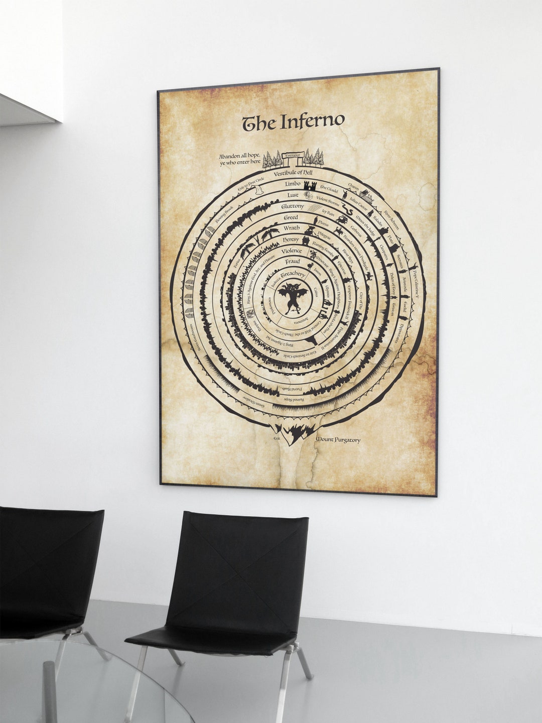 Map of Hell Vintage Style Dante's Inferno Map A4 A3 A2 A1 Art Print - Etsy