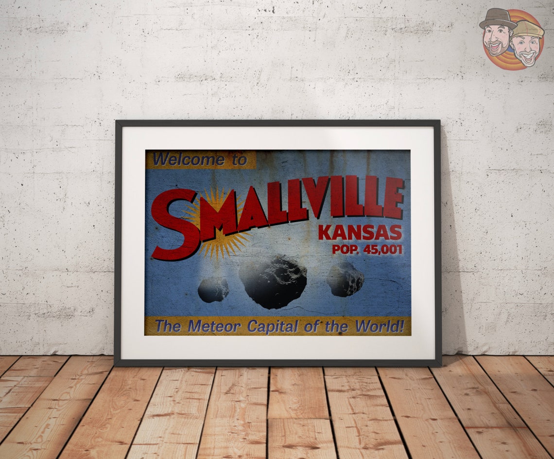 Smallville Kansas Art Print - Meteor Capital Town Sign - Etsy