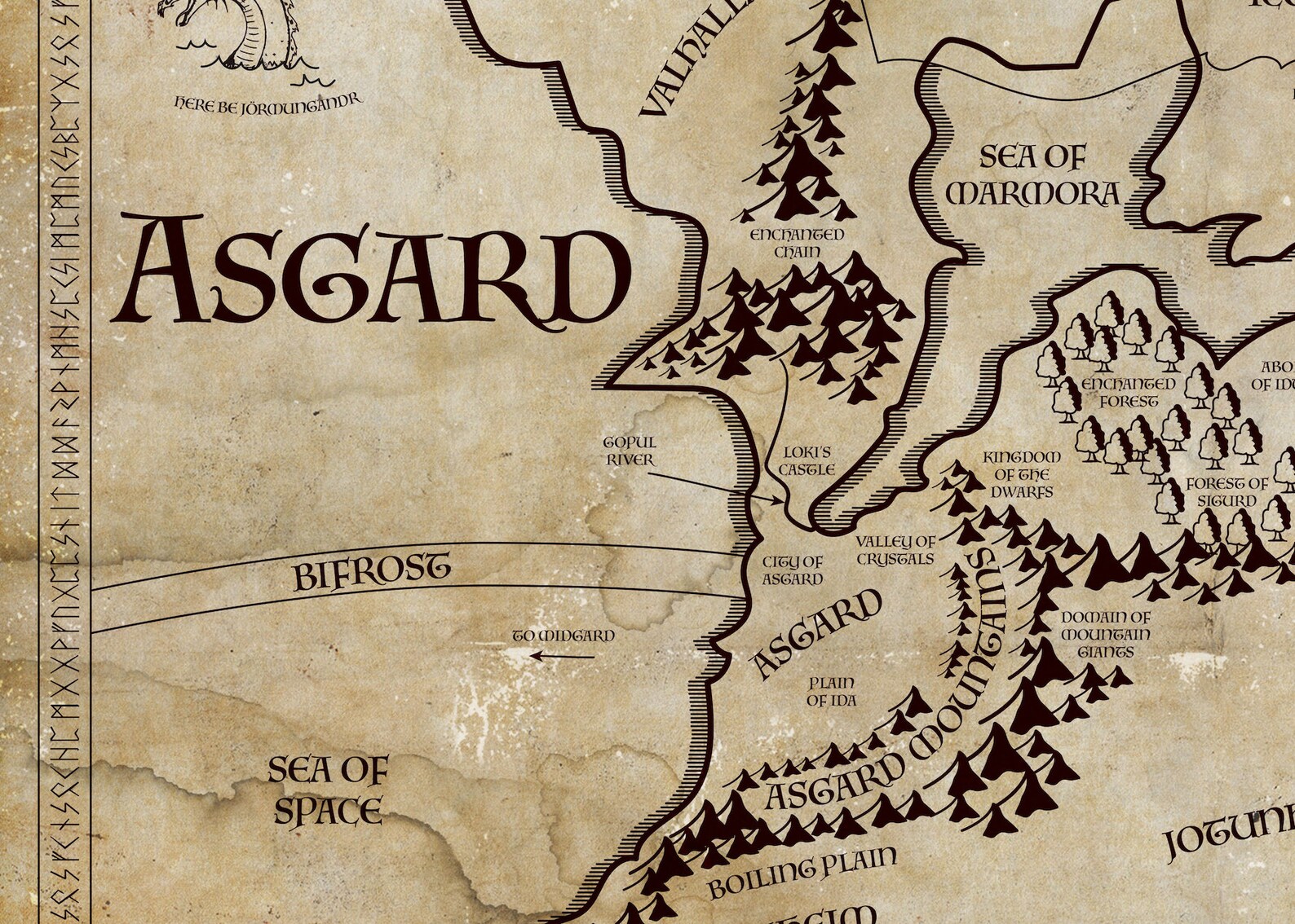 Asgard Map Print: Nordische Mythologie Kunst - Etsy.de