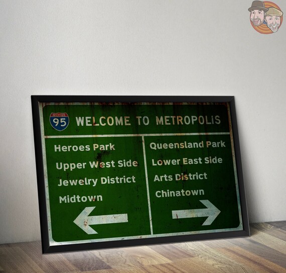 Superman Inspired Welcome to Metropolis City Sign Art - Etsy