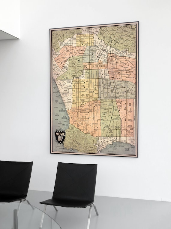 Hollywood Movie Map Map of Los Angeles With Each Street | Etsy