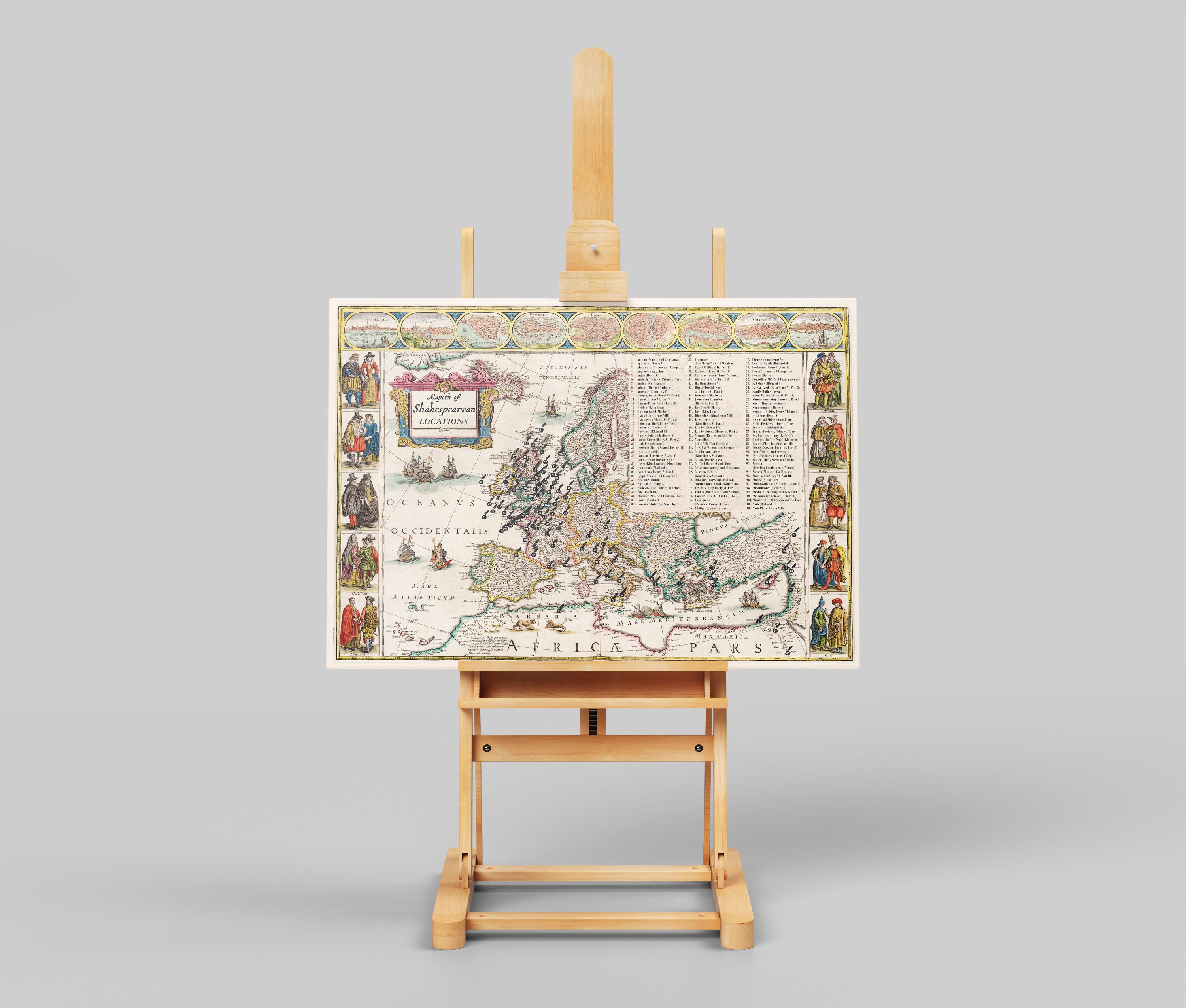 William Shakespeare Map Play Locations A Vintage Style Map - Etsy UK