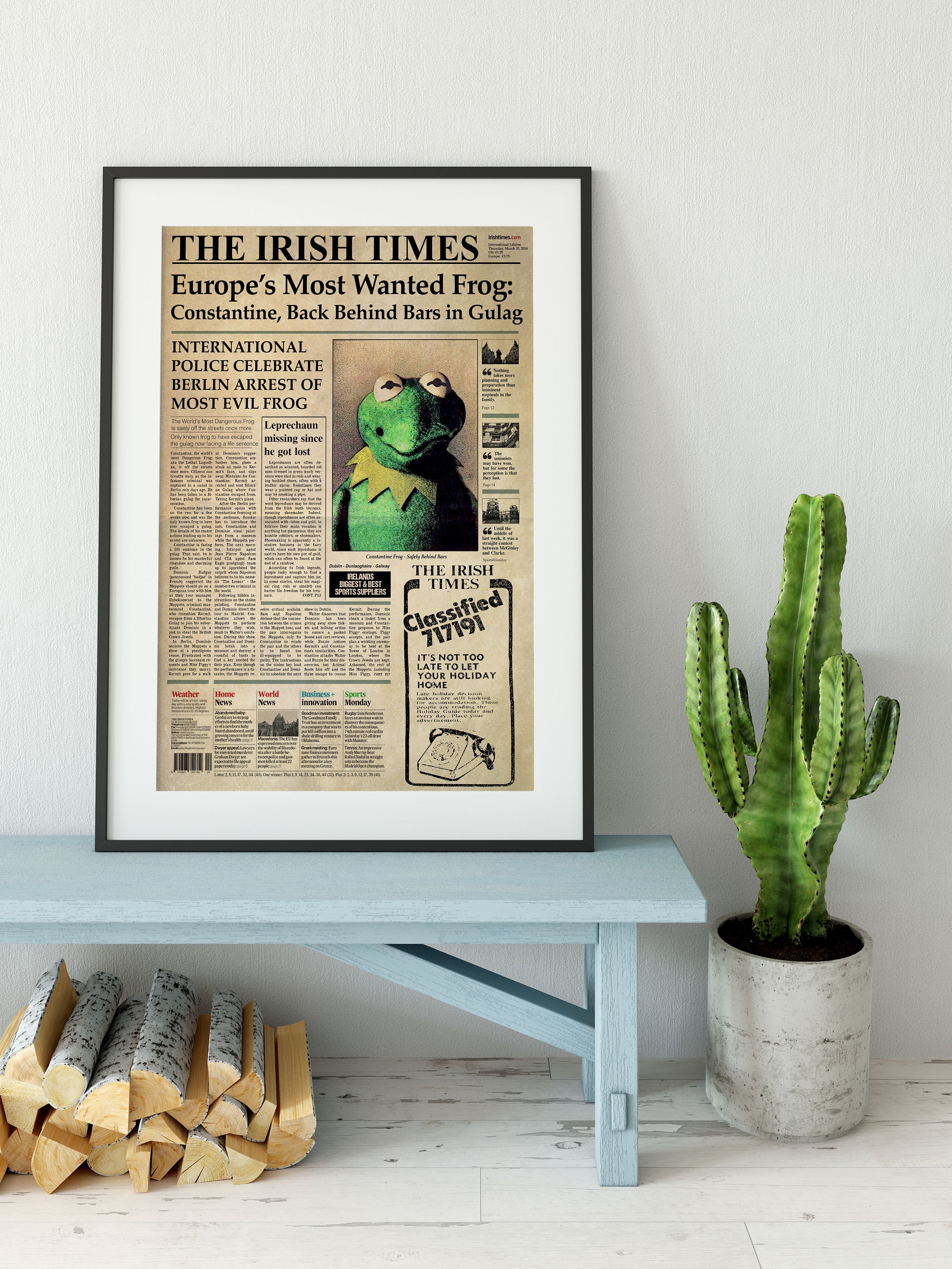 Muppets Most Wanted Inspired Irish Times Prop Newspaper - Etsy
