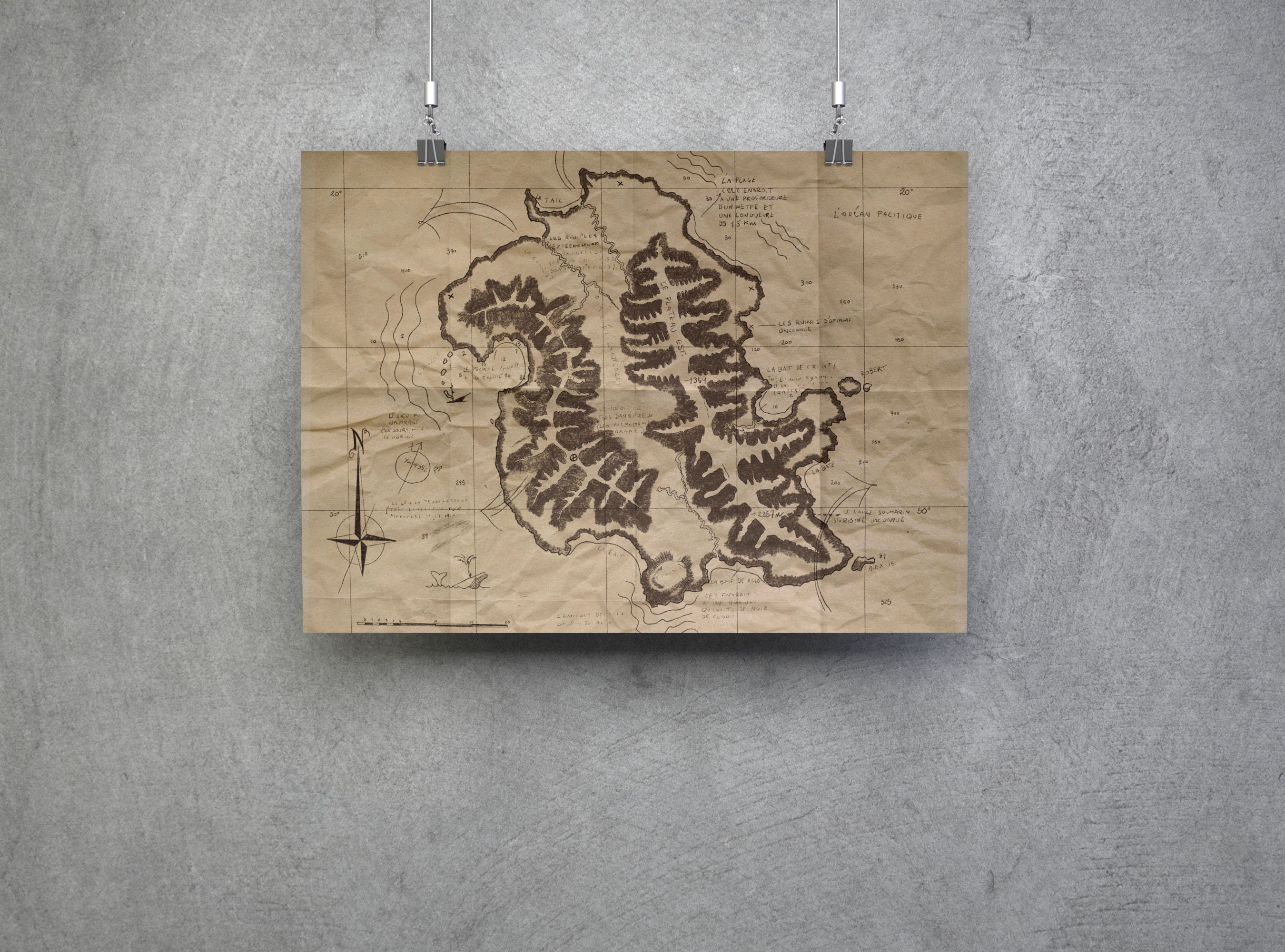 Lost Inspired - Danielle Rousseau's Island Map TV Prop Replica A4 A3 A2 ...