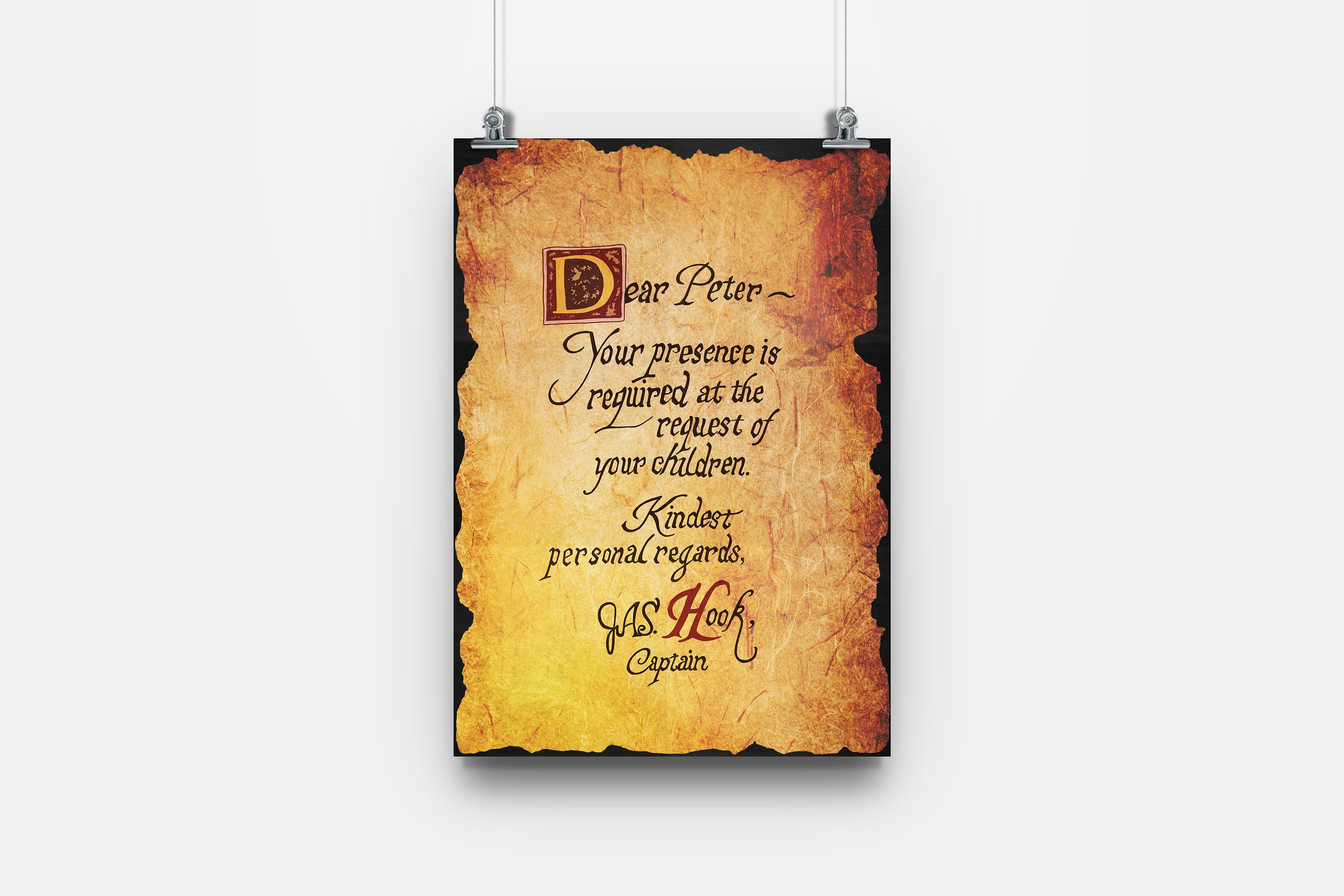 A4 A3 A2 Art Print Peter Pan 'Hook' Inspired Captain Hook Prop Replica ...