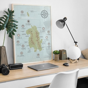 Lost Inspired Dharma Station Locations Island Map TV Prop Replica A4 A3 ...