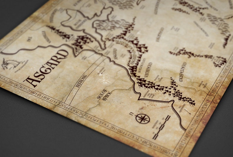 Map of Asgard Vintage Style Norse Mythology Thor Loki Map A4 - Etsy