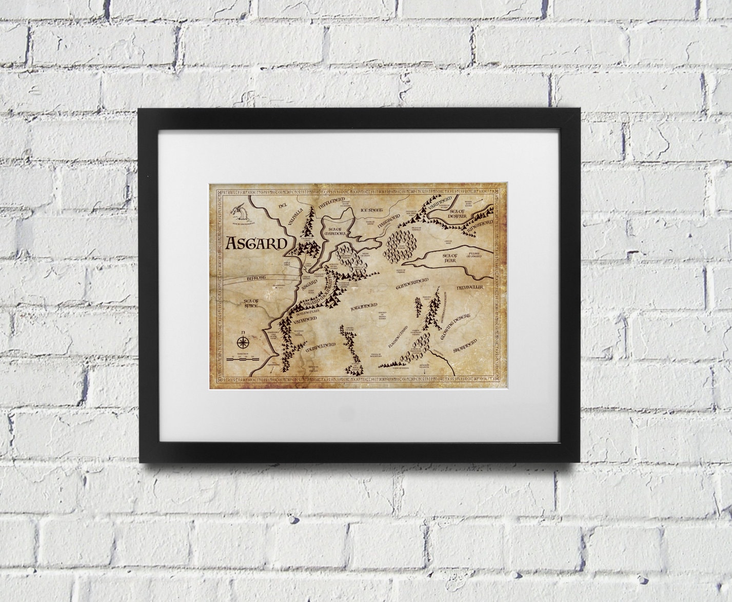 Asgard Map Print: Vintage Norse Mythology Art - Etsy