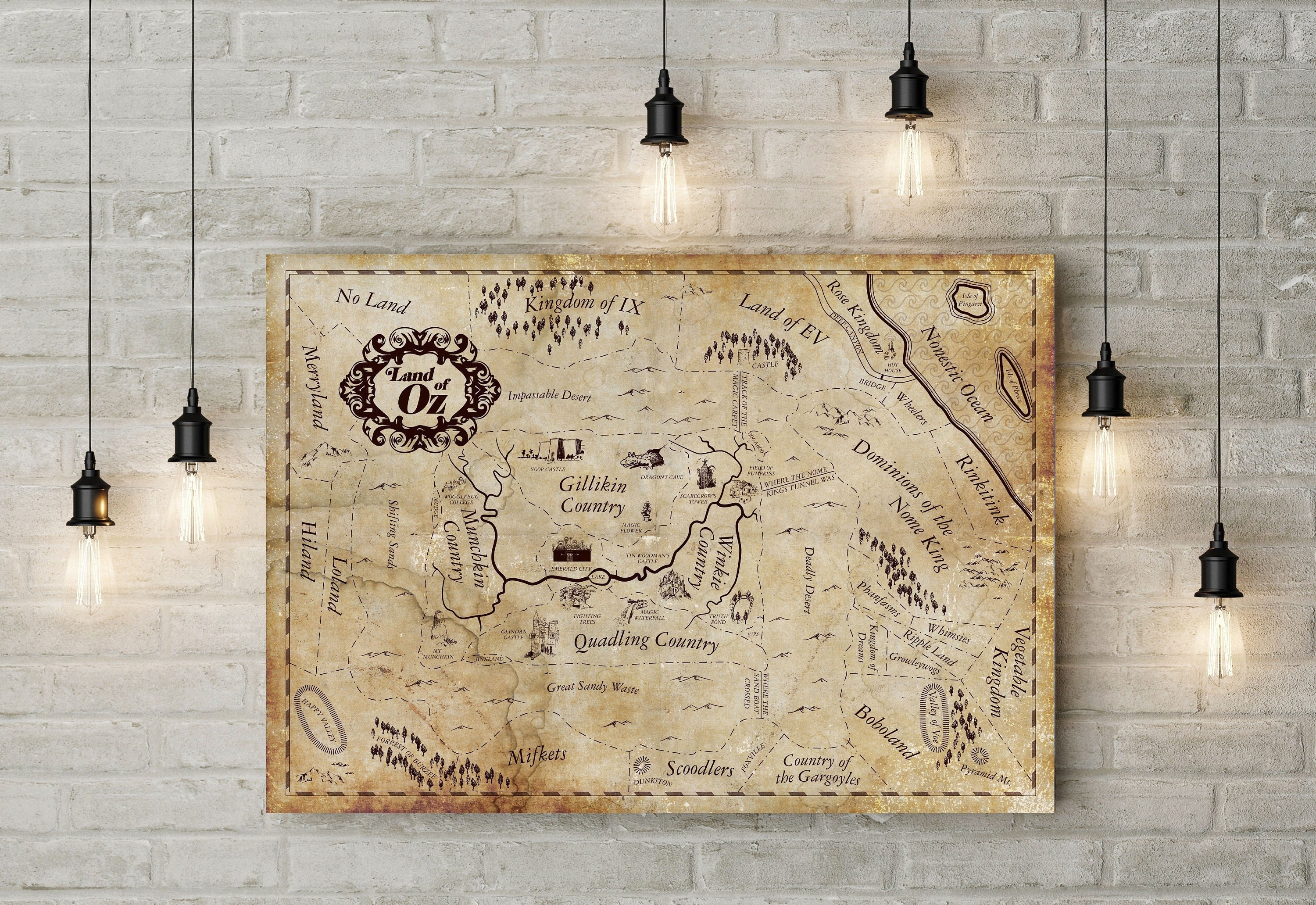 Wizard of Oz Map Art Print: L. Frank Baum Vintage Style - Etsy