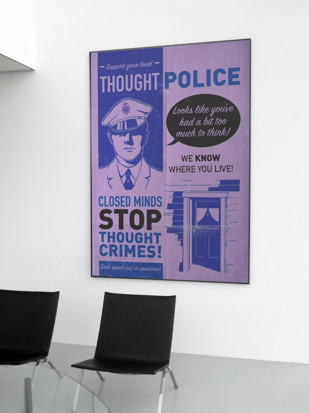 Vintage Style George Orwell 1984 Big Brother - Thought Police - A4 A3 ...
