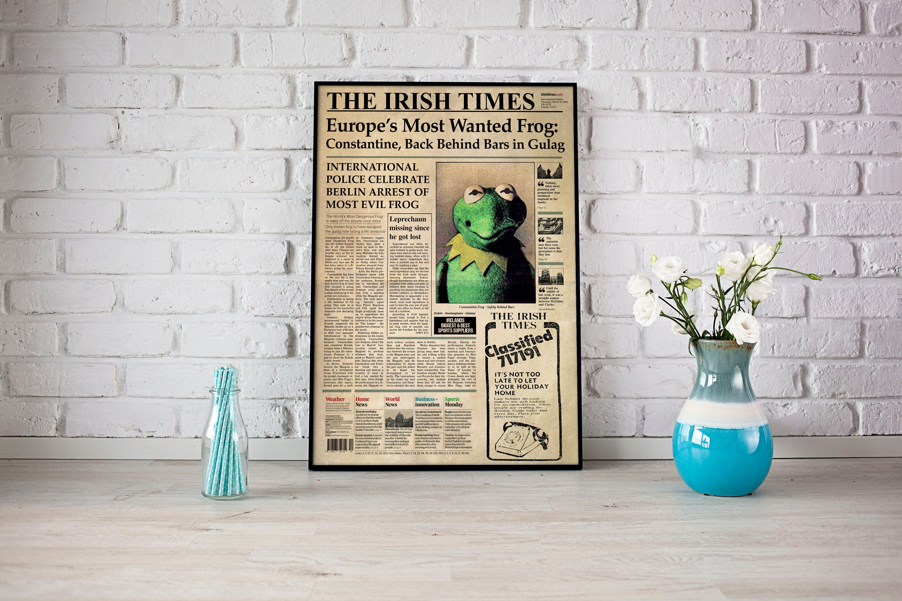 Muppets Most Wanted Inspired Irish Times Prop Newspaper - Etsy