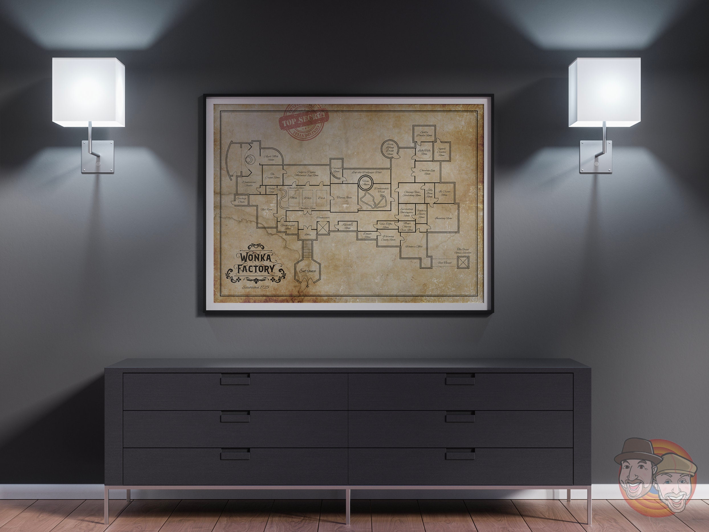 Willy Wonka Inspired Chocolate Factory Blueprint A4 A3 A2 A1 Art Print ...