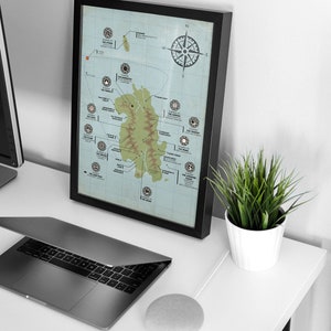 Lost Inspired Dharma Station Locations Island Map TV Prop Replica A4 A3 ...