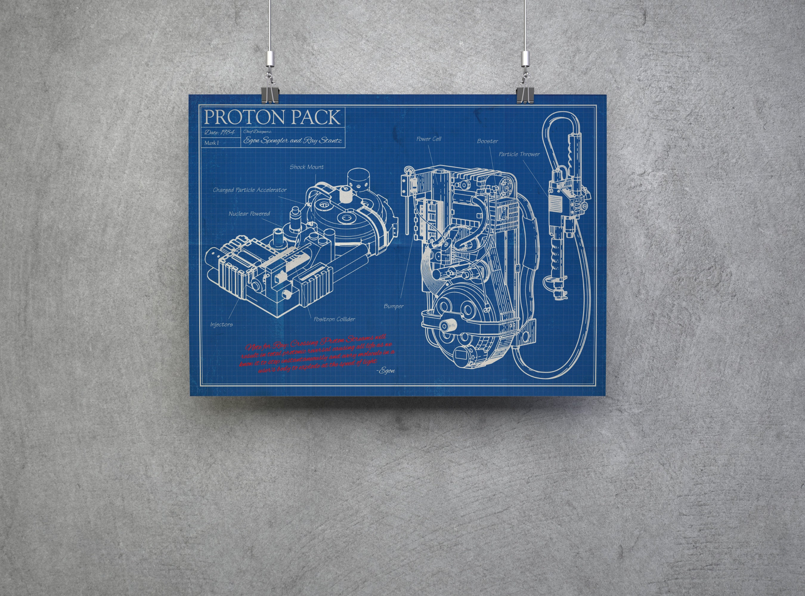 Ghostbusters Inspired Proton Pack Blueprint A4 A3 A2 A1 - Etsy