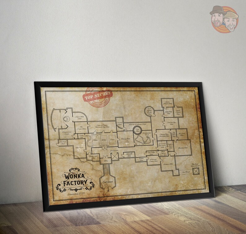 Willy Wonka Inspired Chocolate Factory Blueprint A4 A3 A2 A1 Art Print ...