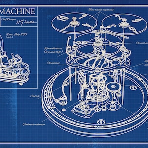 HG Wells Time Machine Blueprint A4 A3 A2 A1 A0 Art Print - Etsy