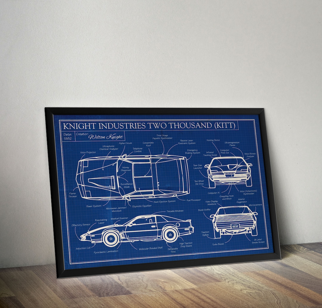 Knight Rider KITT Blueprint Art Print: Knight Industries Two Thousand ...