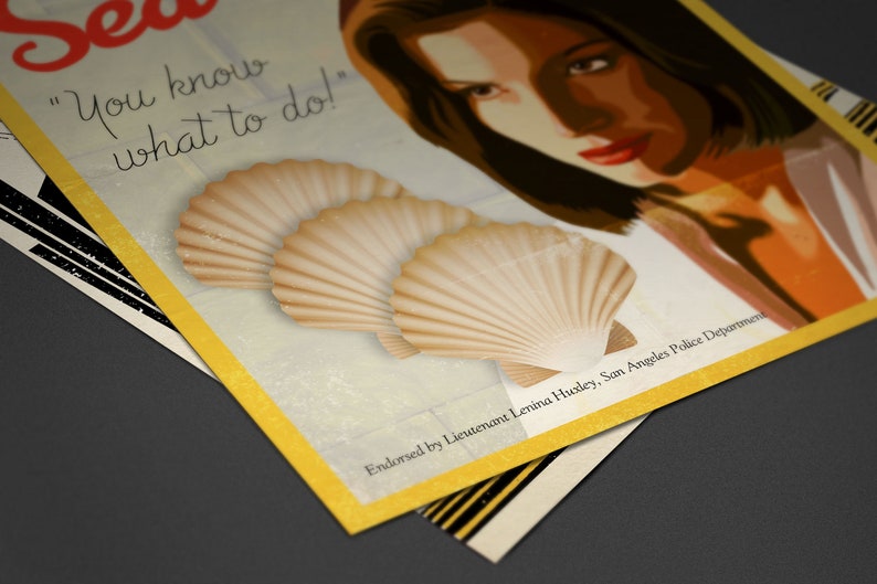 Demolition Man Inspired Sandra Bullock Three Sea Shells - A4 A3 A2 Art ...