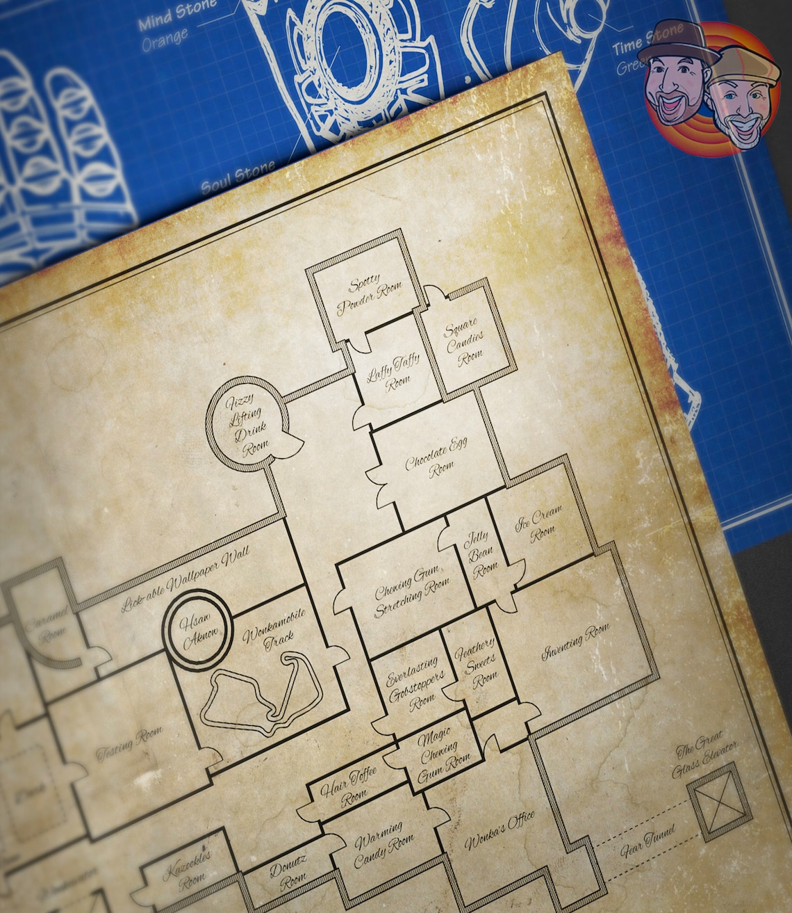 Willy Wonka Inspired Chocolate Factory Blueprint A4 A3 A2 A1 Art Print ...
