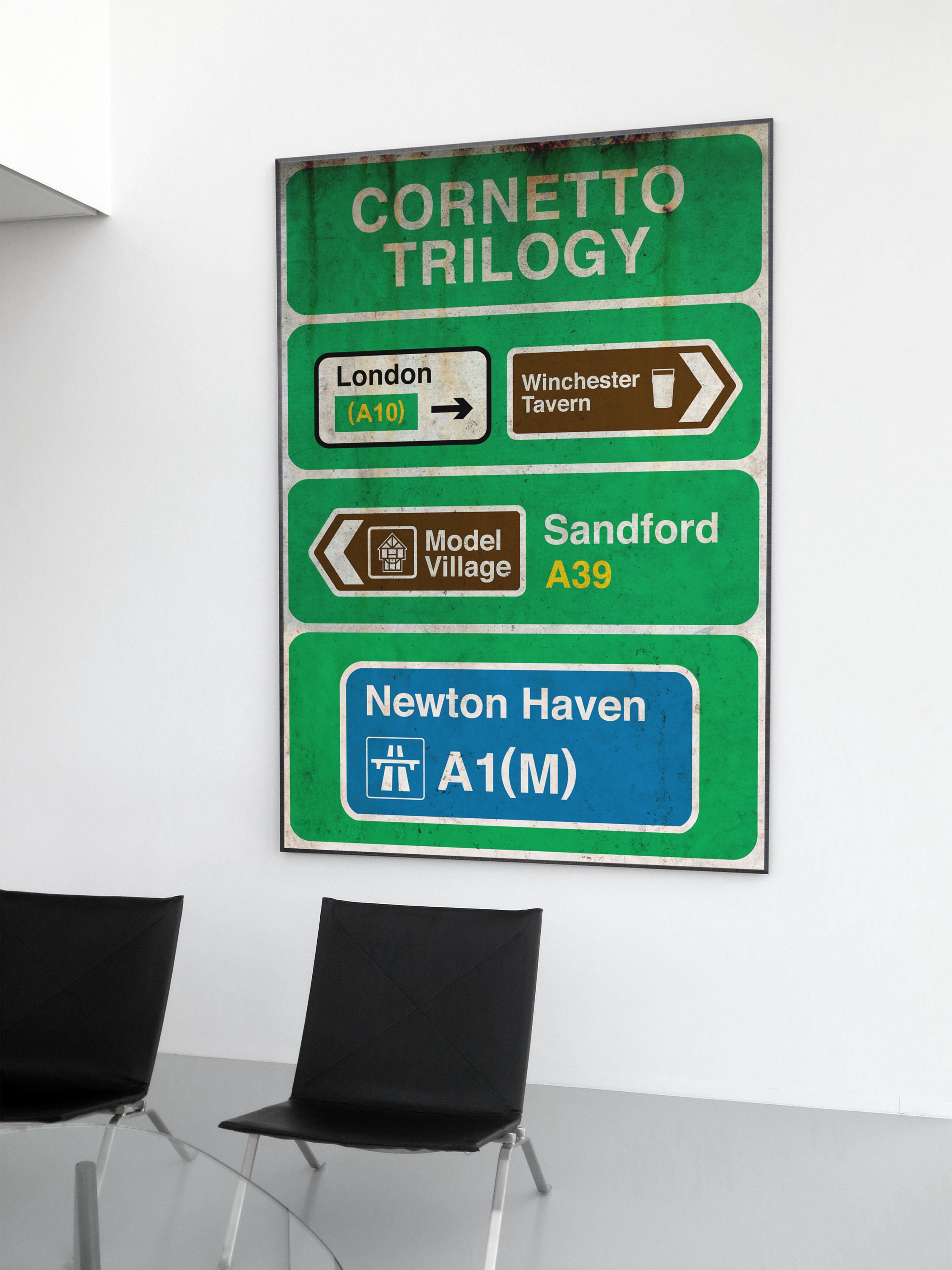 Cornetto Trilogy Road Sign Art Print: Shaun of the Dead, Hot Fuzz ...