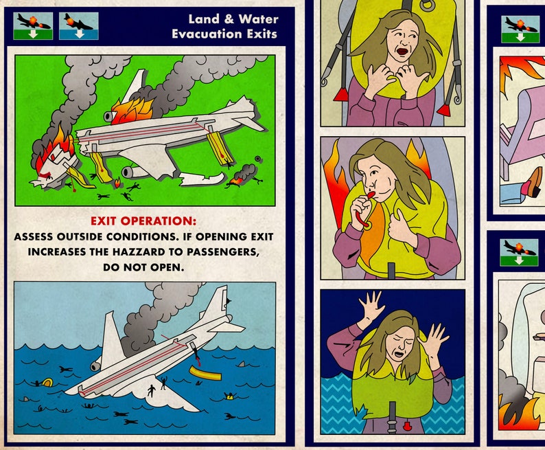 Fight Club Inspired - Airplane Safety Card - Movie Prop Replica A4 A3 ...