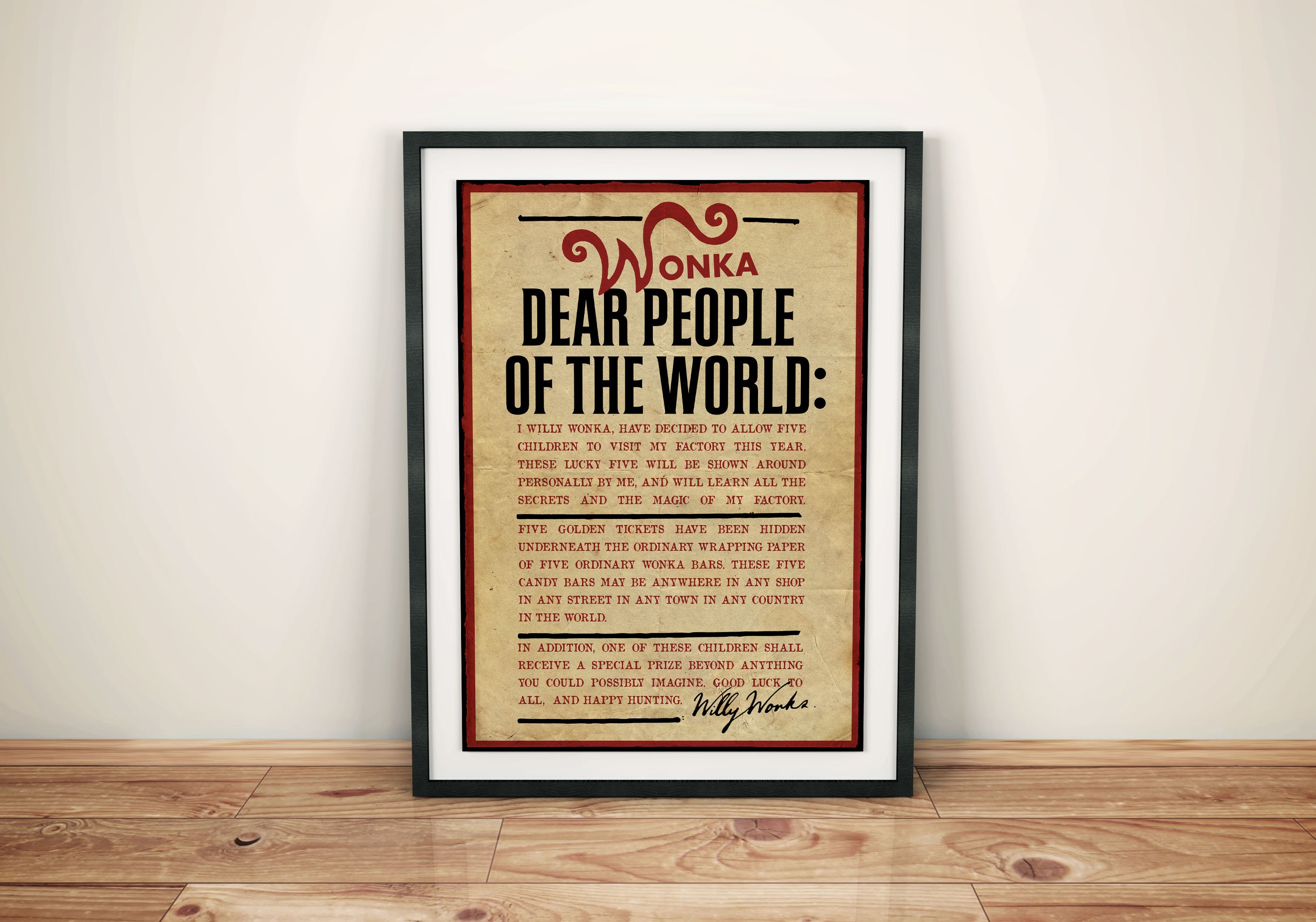 Willy Wonka Inspired Factory Tour Invitation Movie Prop A4 A3 A2 Art ...