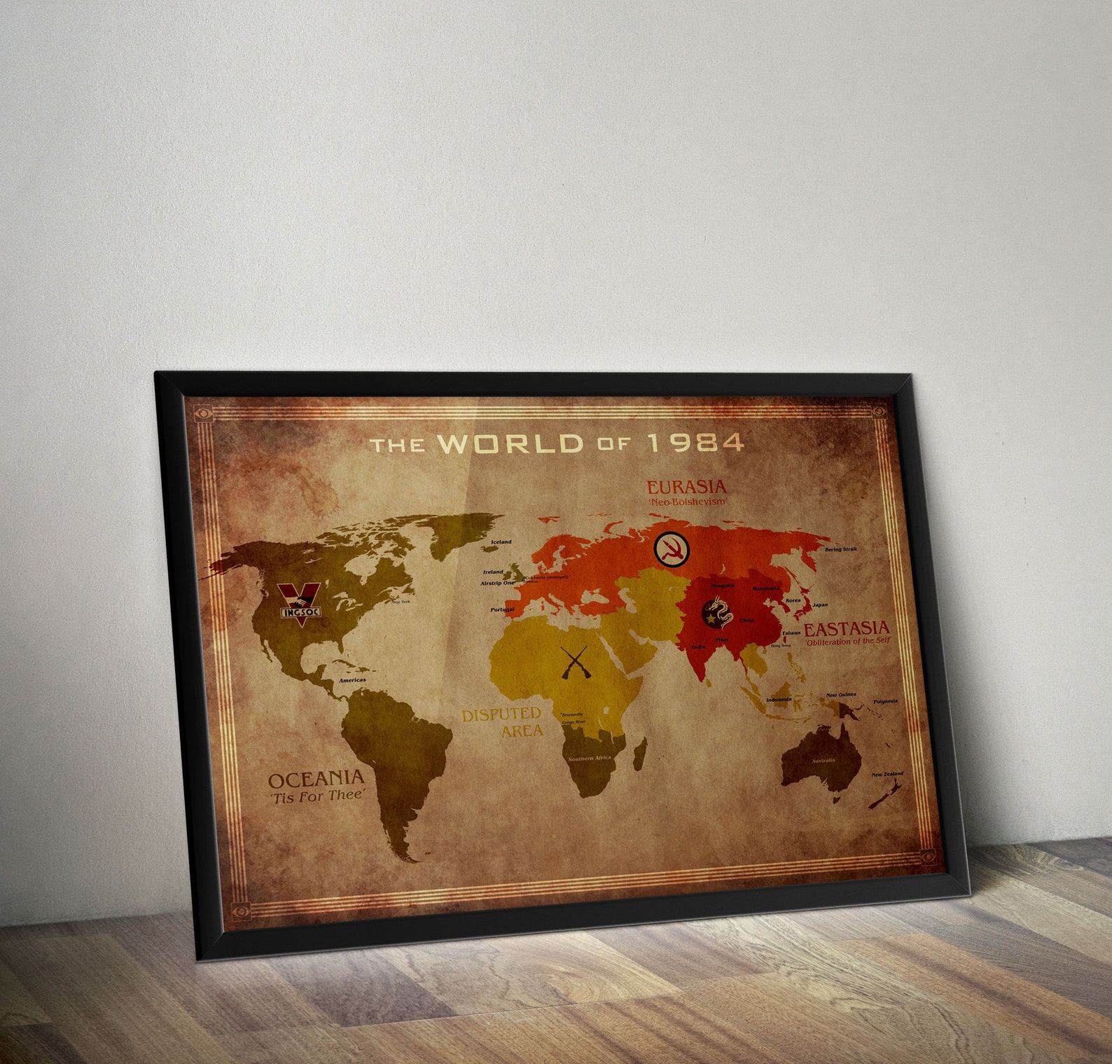 Map of the World George Orwell 1984 Vintage Style Map A3 - Etsy