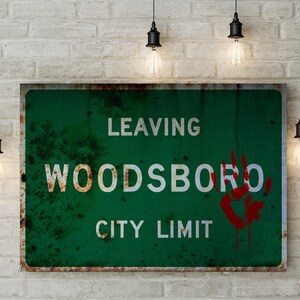 Scream Inspired Leaving Woodsboro Sign Art Print - Horror Movie Prop ...