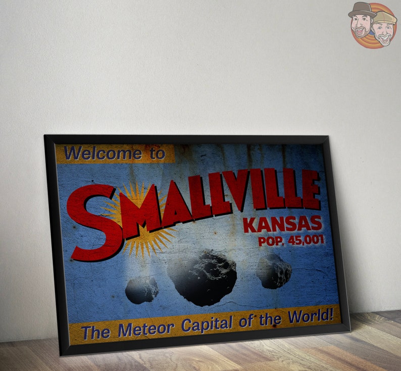 Smallville Kansas Art Print - Meteor Capital Town Sign - Etsy