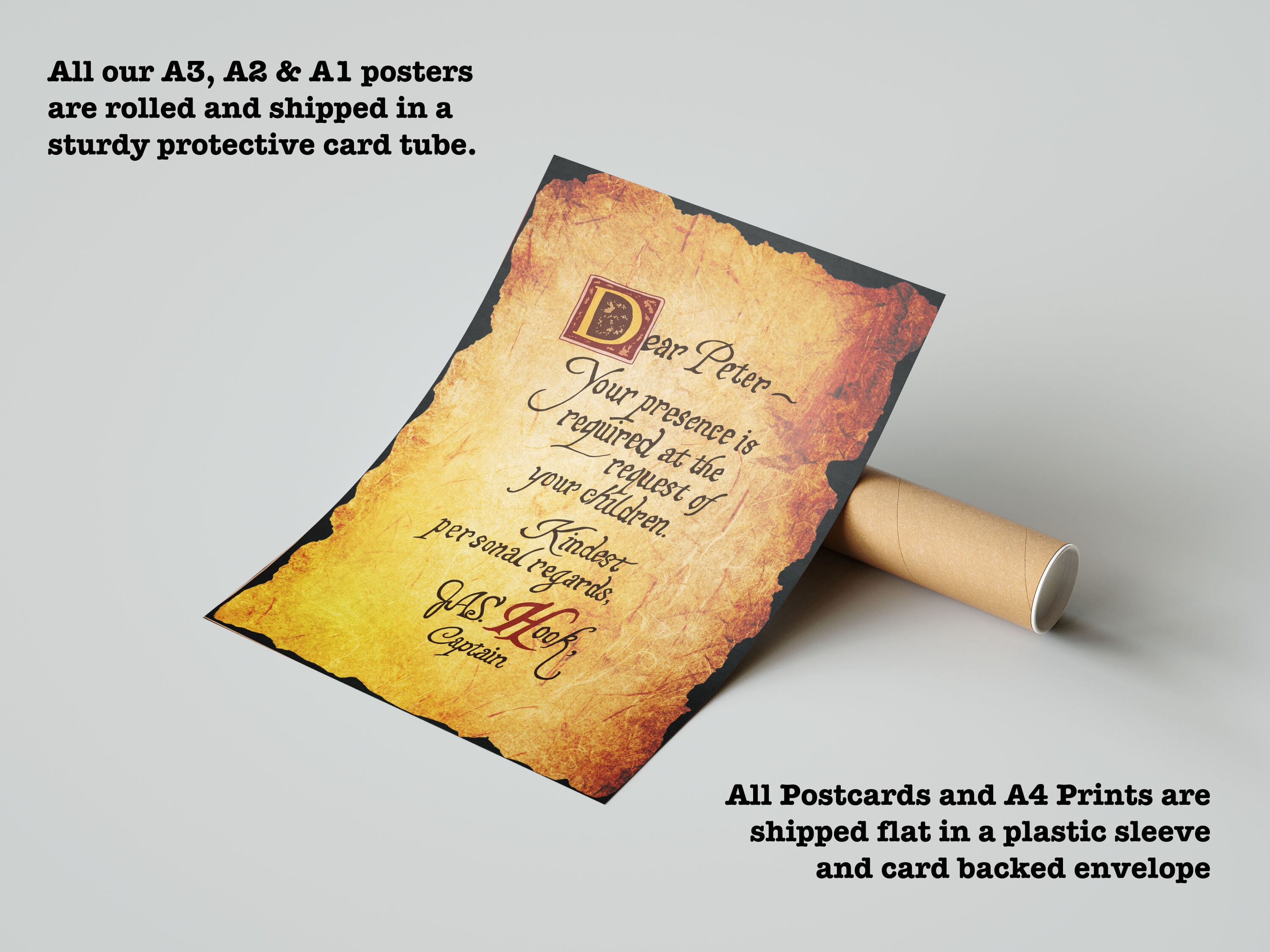 A4 A3 A2 Art Print Peter Pan 'Hook' Inspired Captain Hook Prop Replica ...