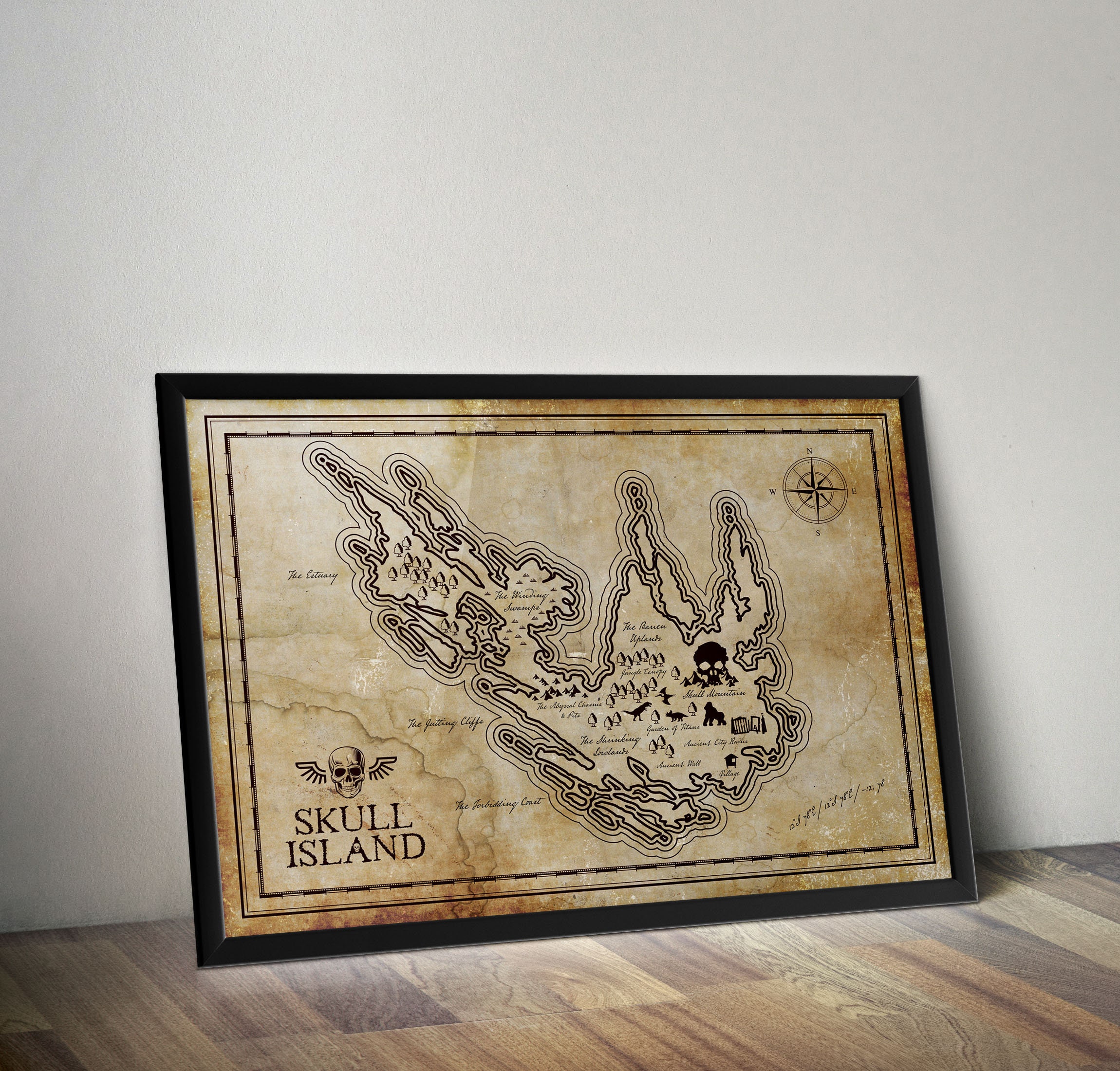Kong inspired Skull Island Map Vintage Look A4 A3 A2 A1 Art | Etsy
