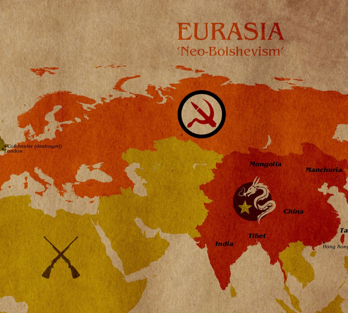 Map of the World George Orwell 1984 Vintage Style Map A3 | Etsy