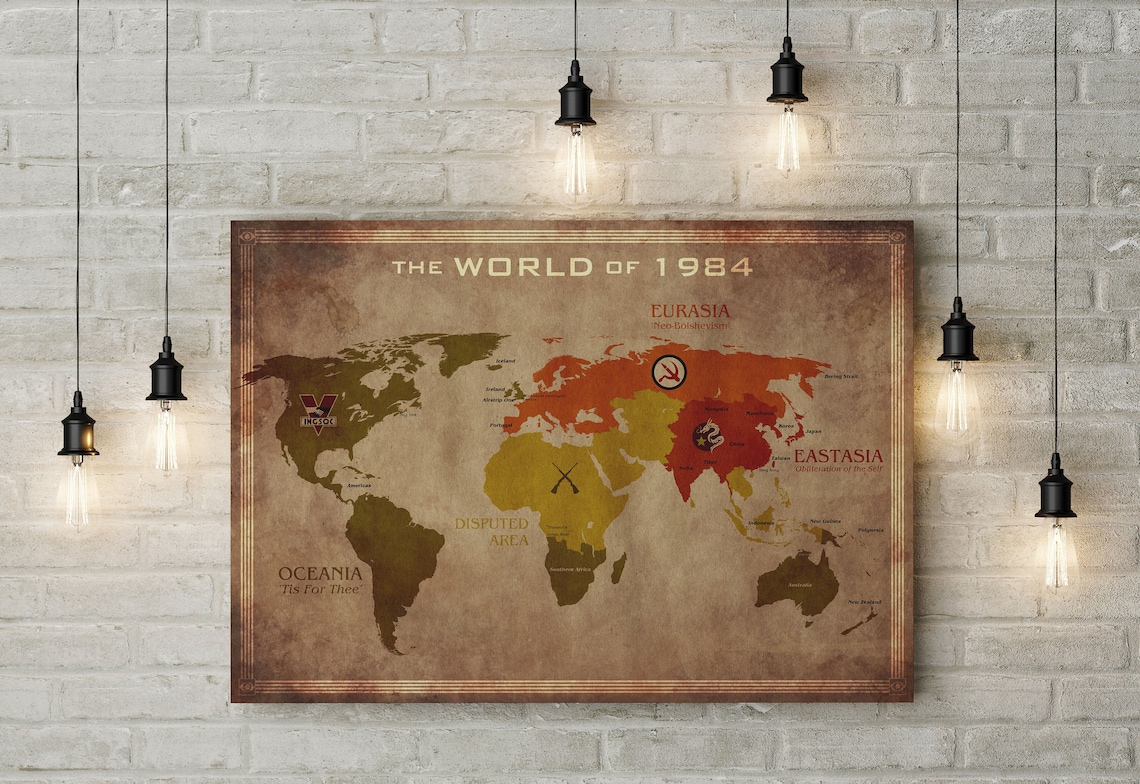 Map of the World George Orwell 1984 Vintage Style Map A3 | Etsy