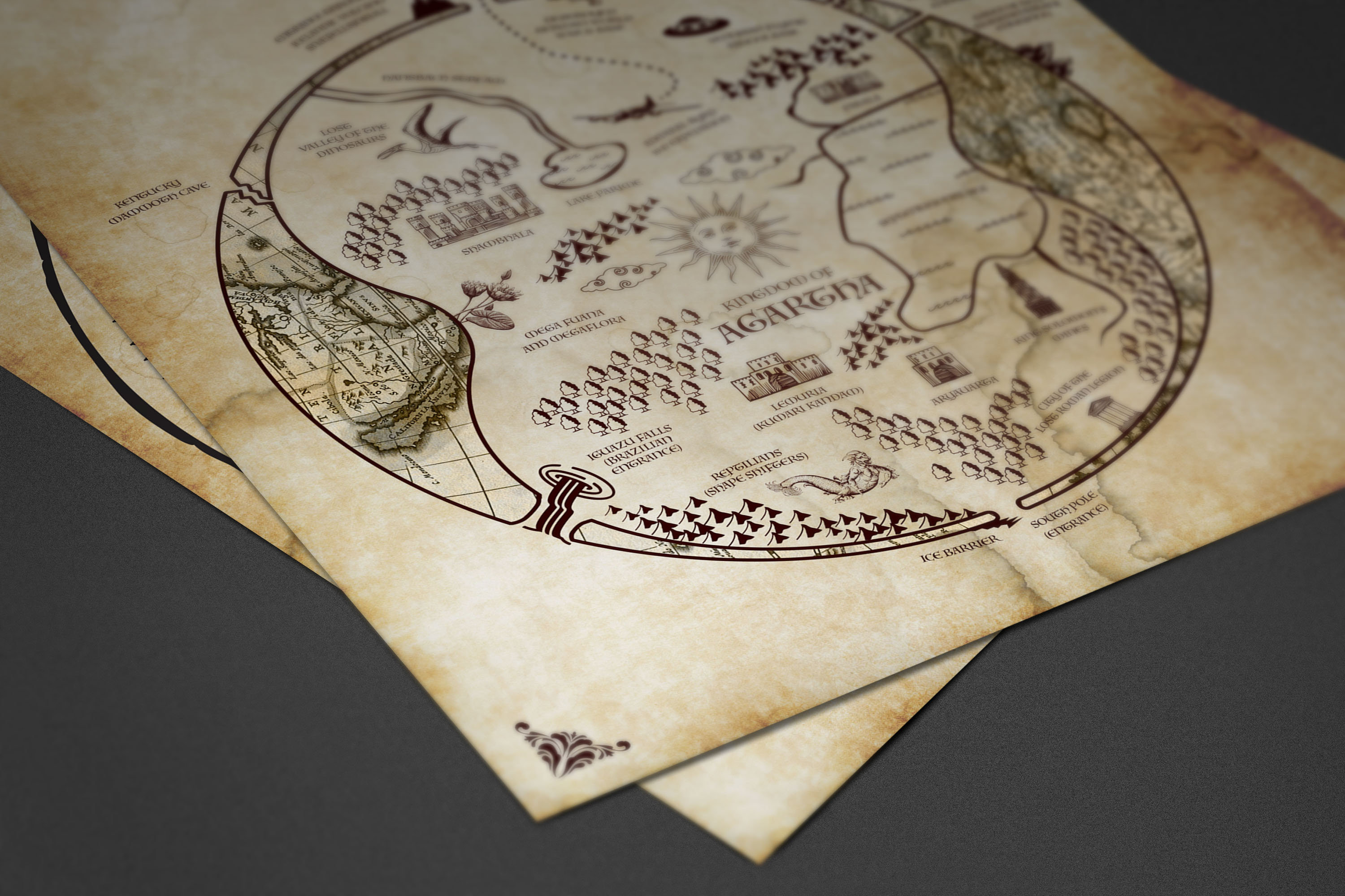 Map of the Hollow Earth Vintage Style Mythological Map A4 A3 | Etsy