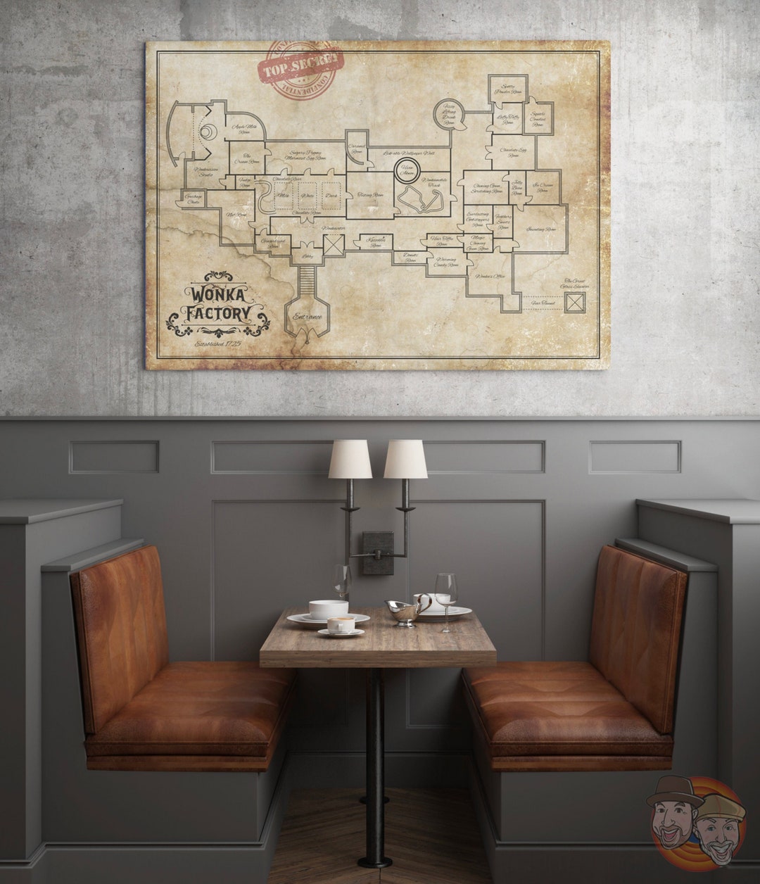 Willy Wonka Inspired Chocolate Factory Blueprint A4 A3 A2 A1 Art Print ...