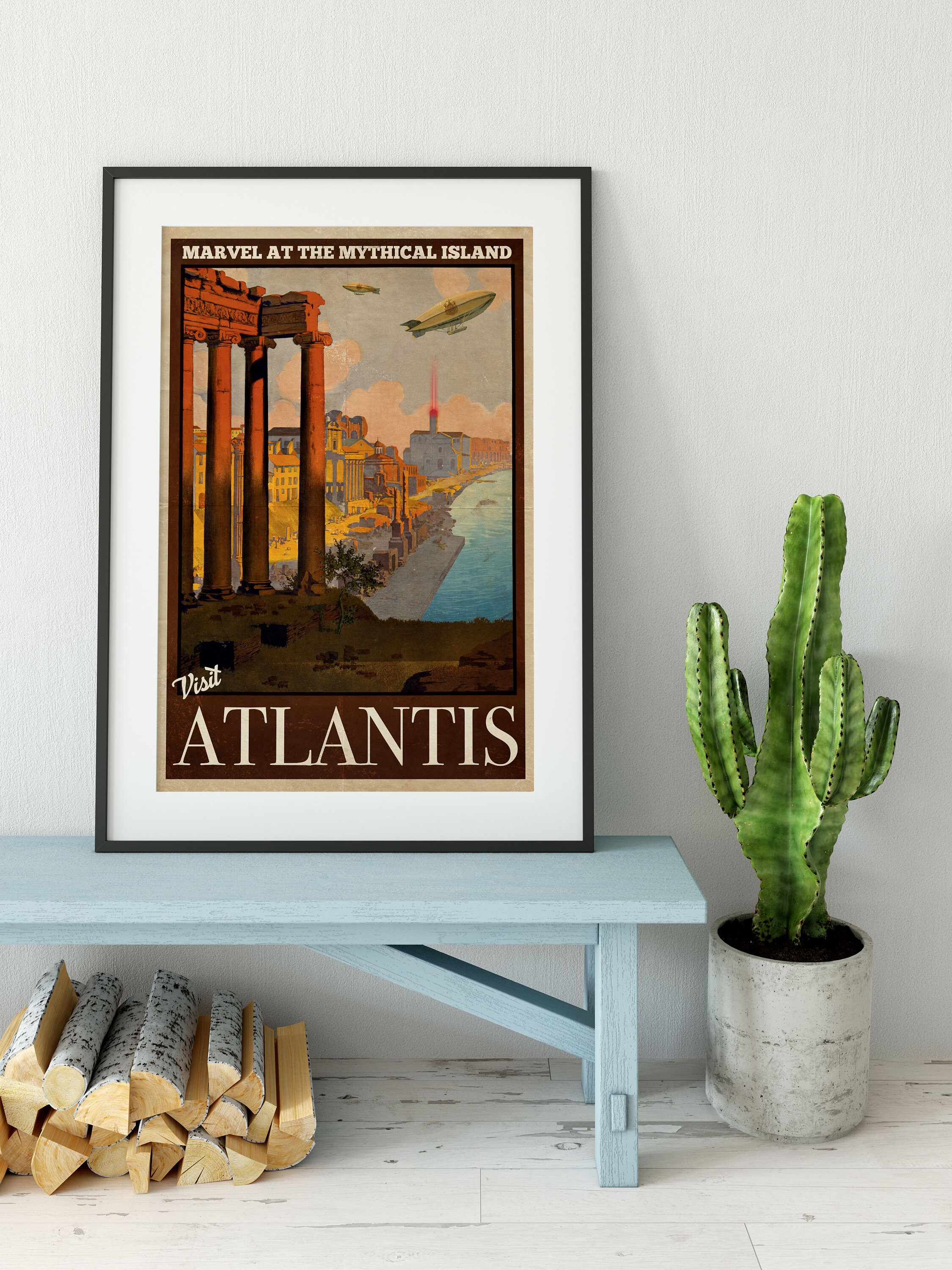 Visit Atlantis Art Print: Vintage Style Travel Poster - Etsy