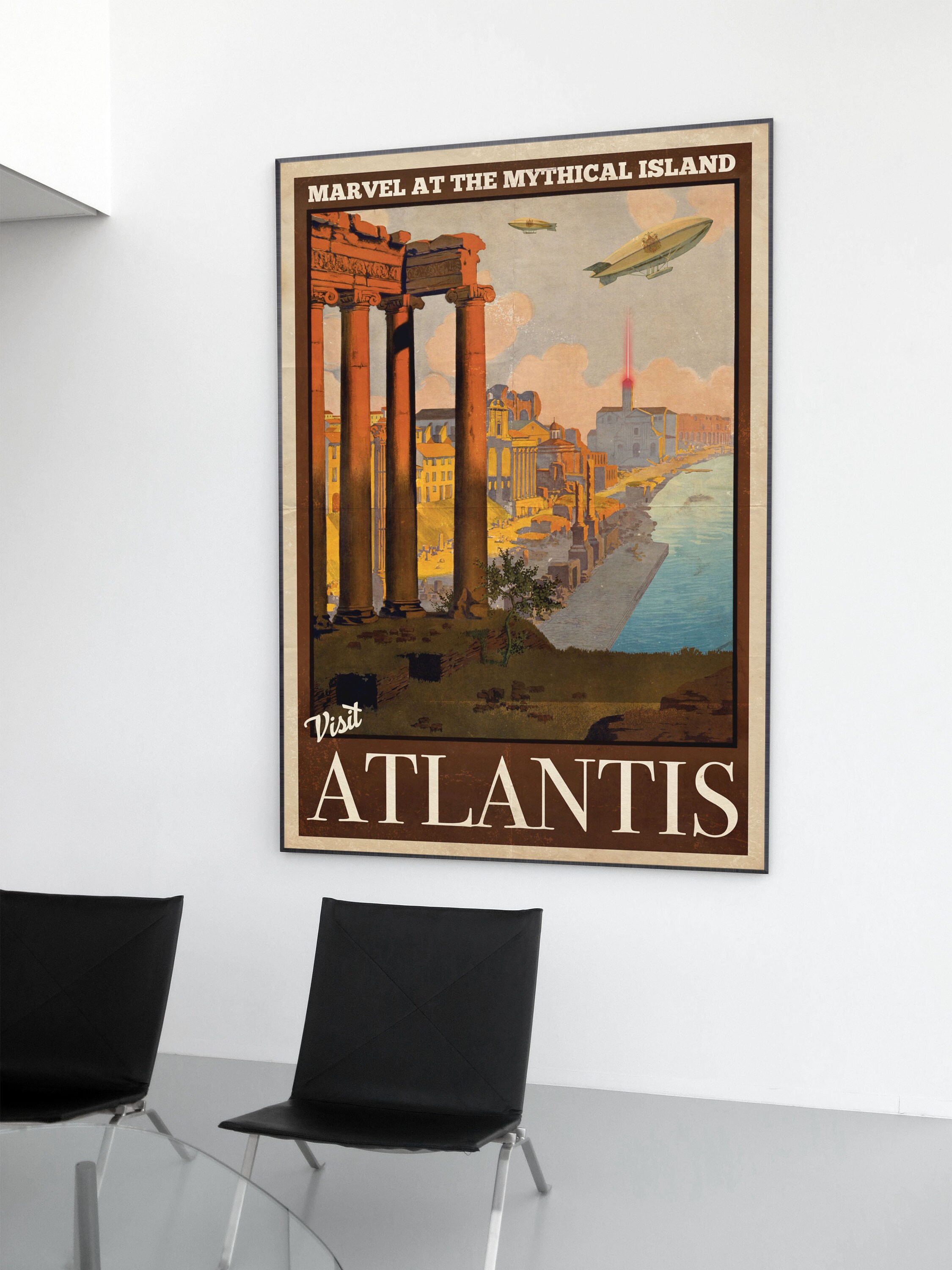 Visit Atlantis Art Print: Vintage Style Travel Poster - Etsy