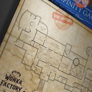 Willy Wonka Inspired Chocolate Factory Blueprint A4 A3 A2 A1 Art Print ...