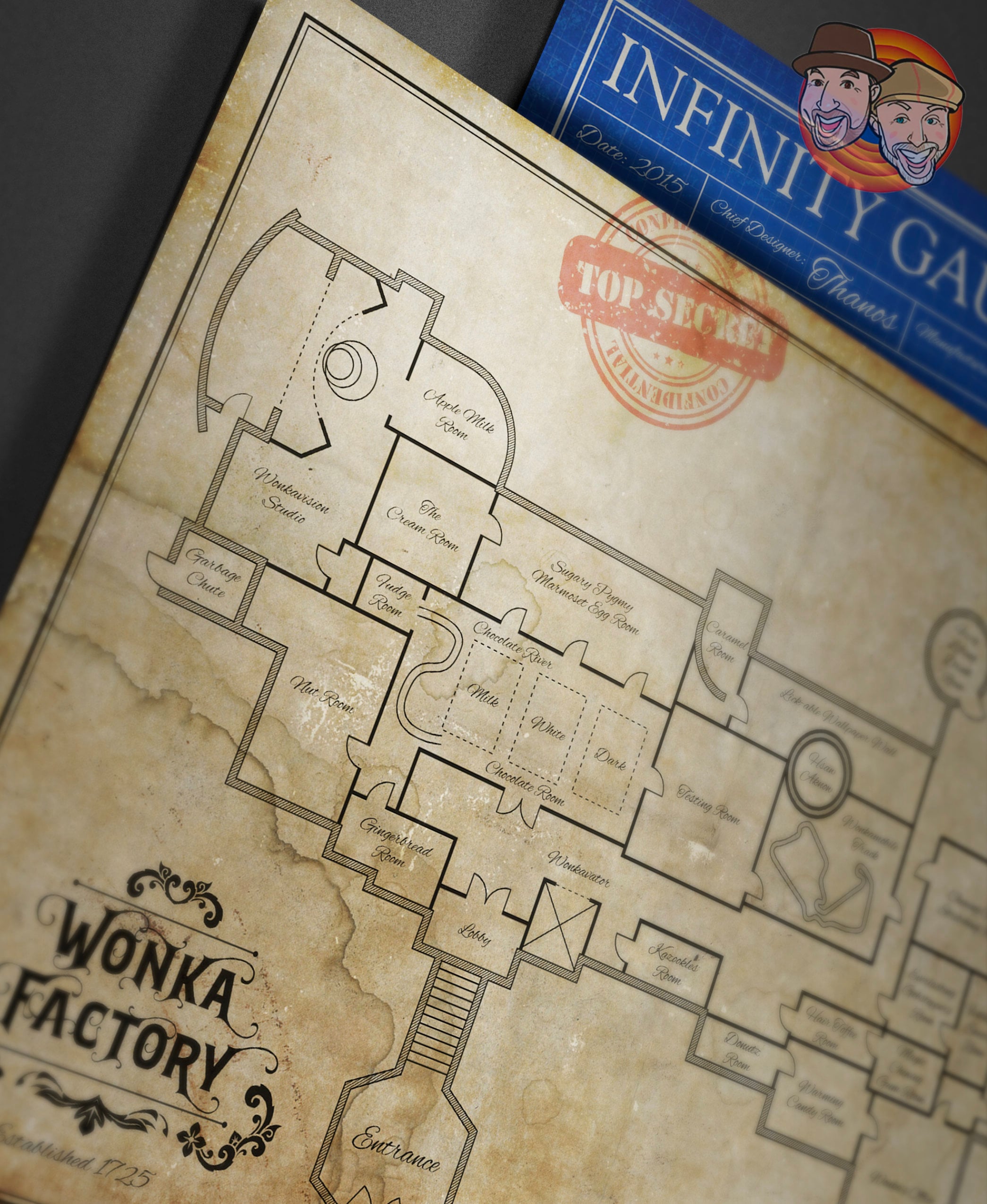 Willy Wonka Inspired Chocolate Factory Blueprint A4 A3 A2 A1 Art Print ...